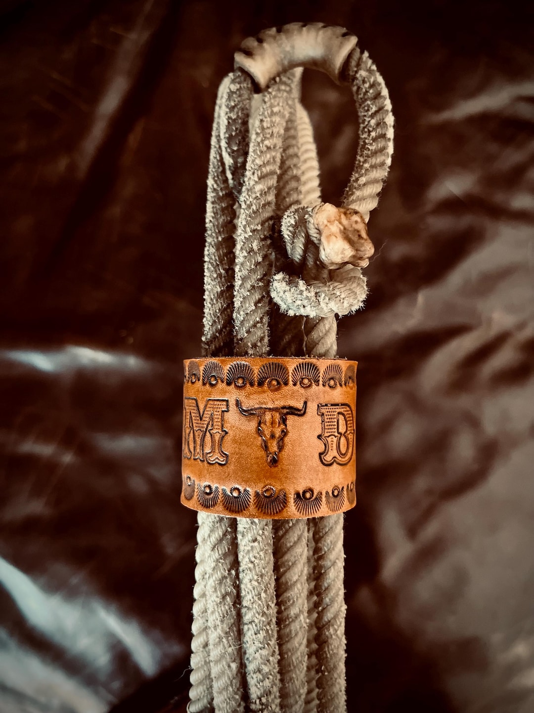 Hand Tooled Leather Rope Keeper: Western Cowboy Lasso Holder - Etsy