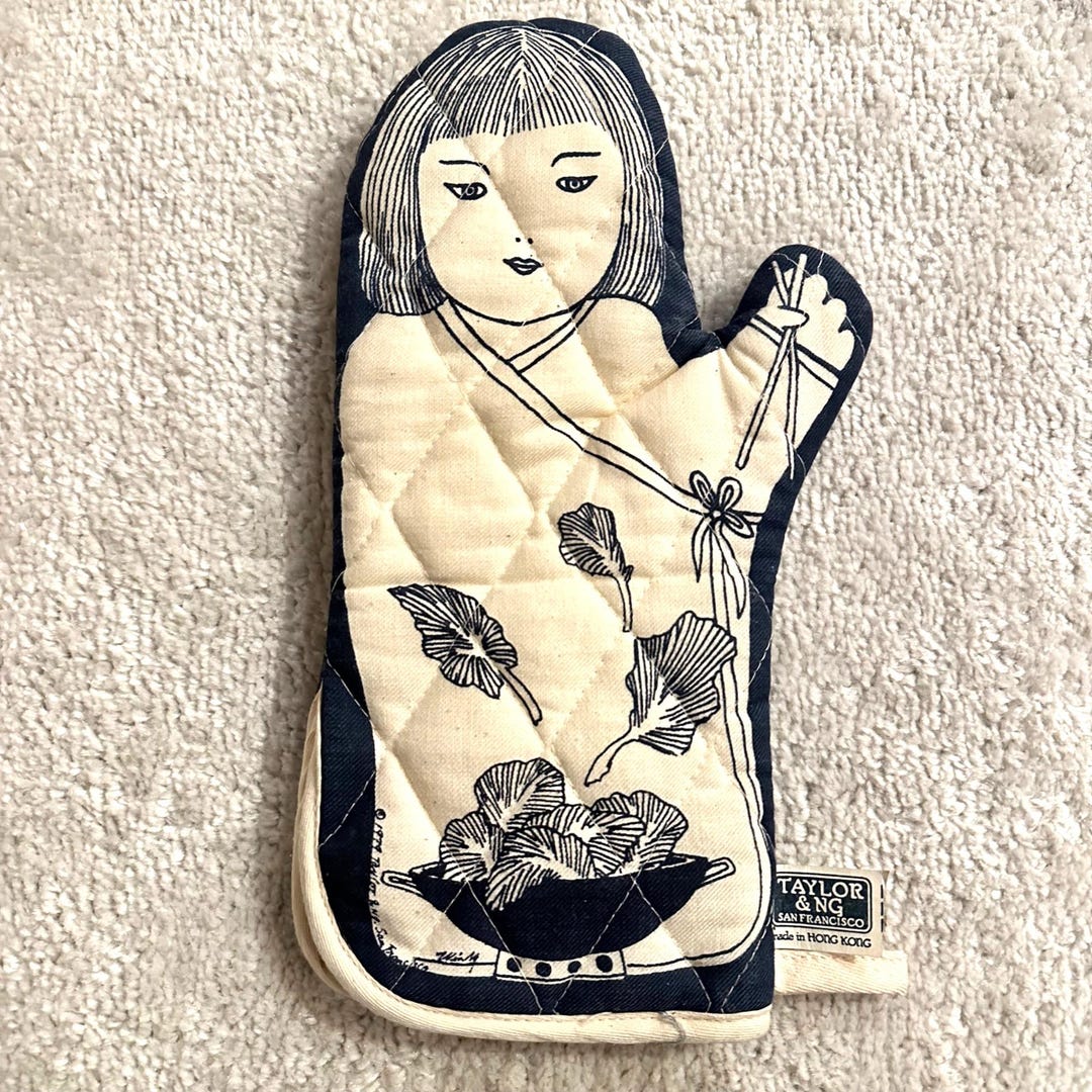 Vintage 80s Taylor & Ng Asian Woman Cooking Oven Mitt Pot Holder ...