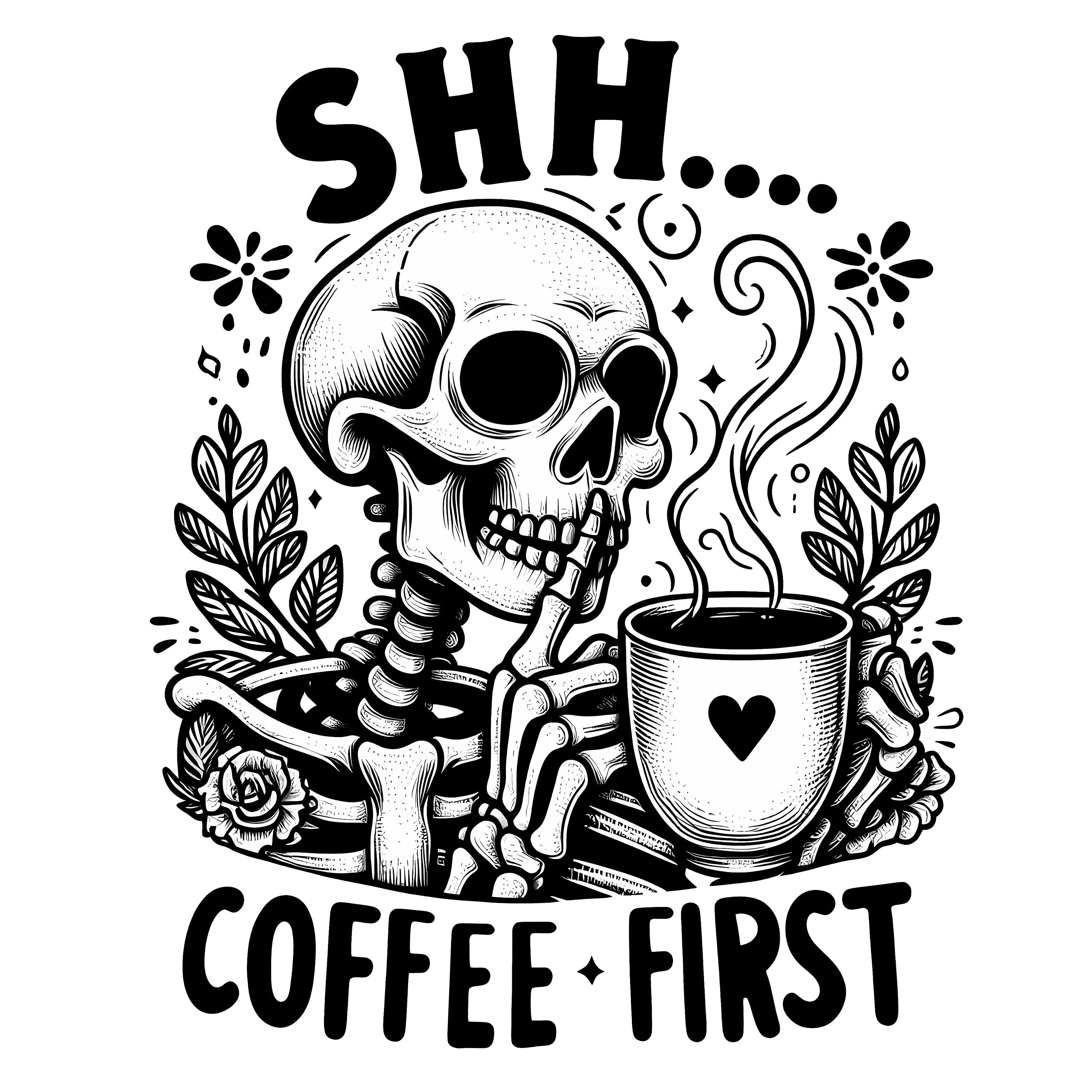 Shhh Coffee First Skeleton Mug - Etsy