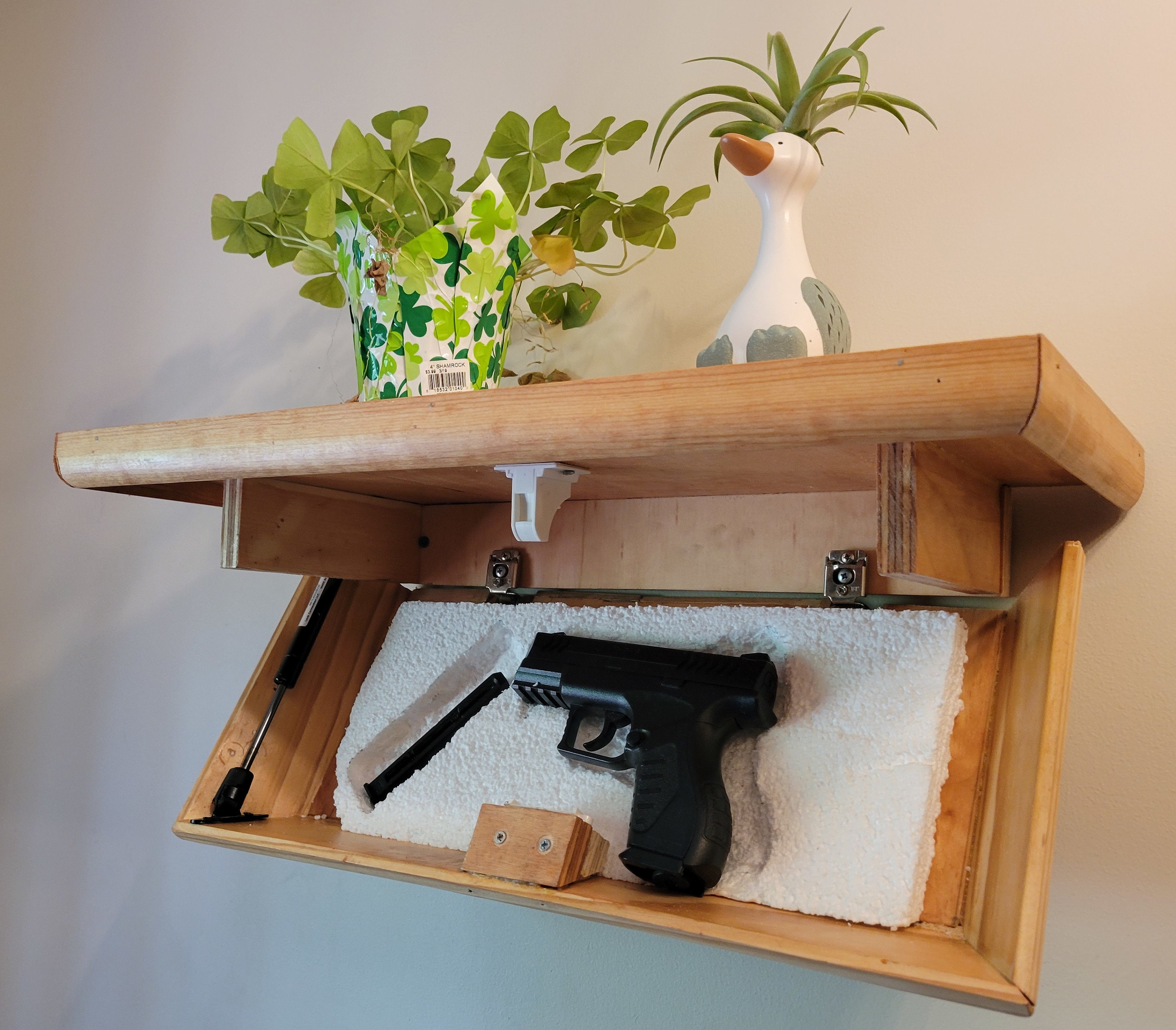Handmade Gun Concealment Shelf With Magnetic Lock. Hidden Storage Shelf ...