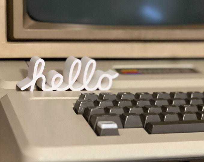 Apple 'hello' - Script Logo Desk Display - Etsy