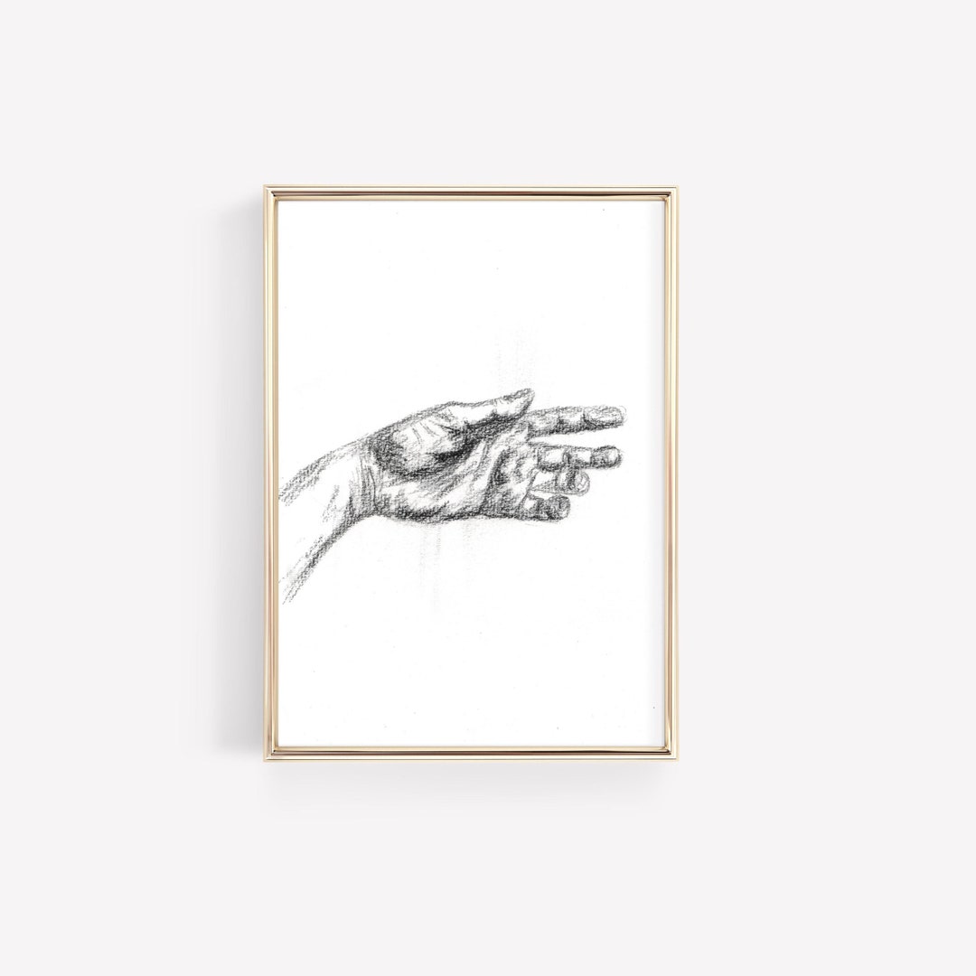 Reaching Hand - Charcoal Drawing Print Elegant Vintage Drawing ...