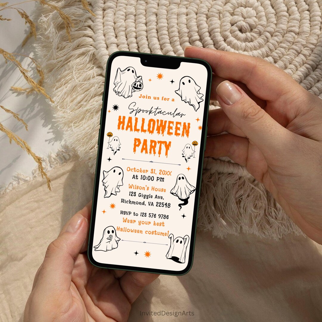 Halloween Electronic Spooktacular Bday Party Invite, Halloween Mobile ...