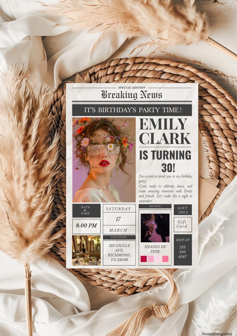 Breaking News Template Newspaper Birthday, Newspaper Custom, 40th ...