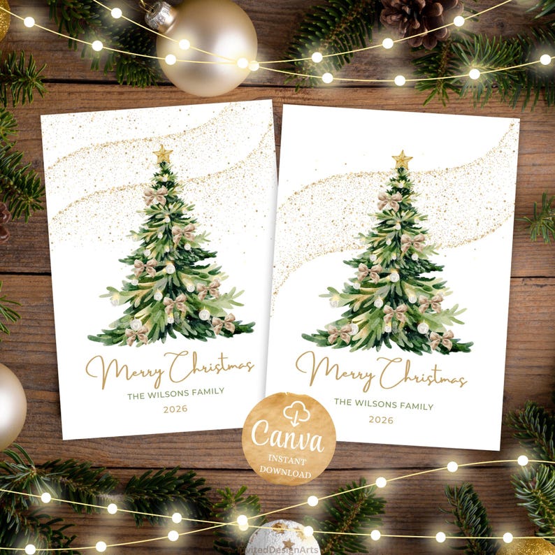 Merry Xmas Card Template Printable Xmas Card, Happy Holidays Cards ...