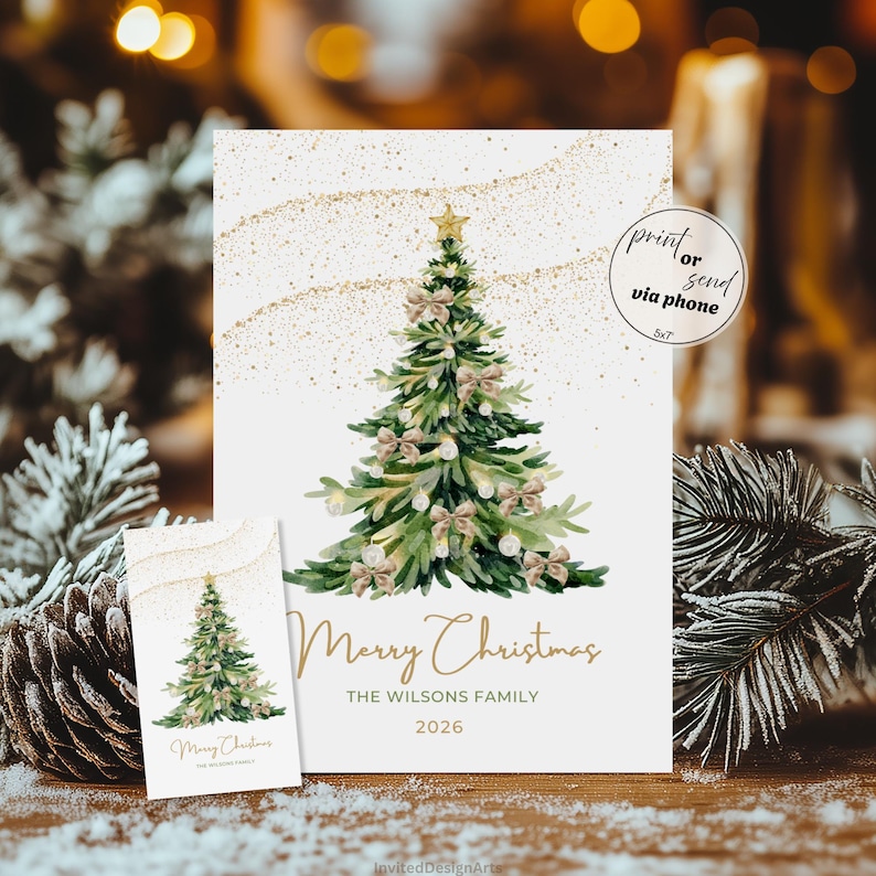 Merry Xmas Card Template Printable Xmas Card, Happy Holidays Cards ...