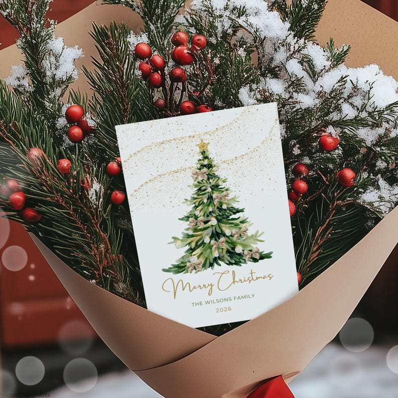 Merry Xmas Card Template Printable Xmas Card, Happy Holidays Cards ...