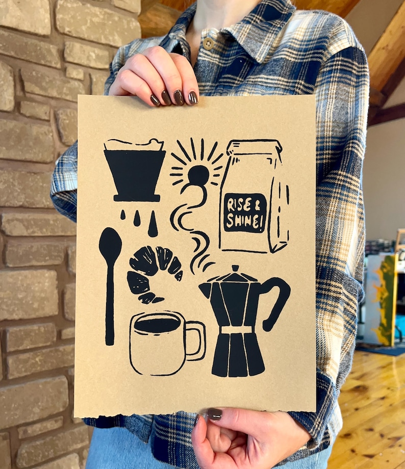 Morning Brew Handmade Coffee Silkscreen Print – Unique Coffee Art for ...
