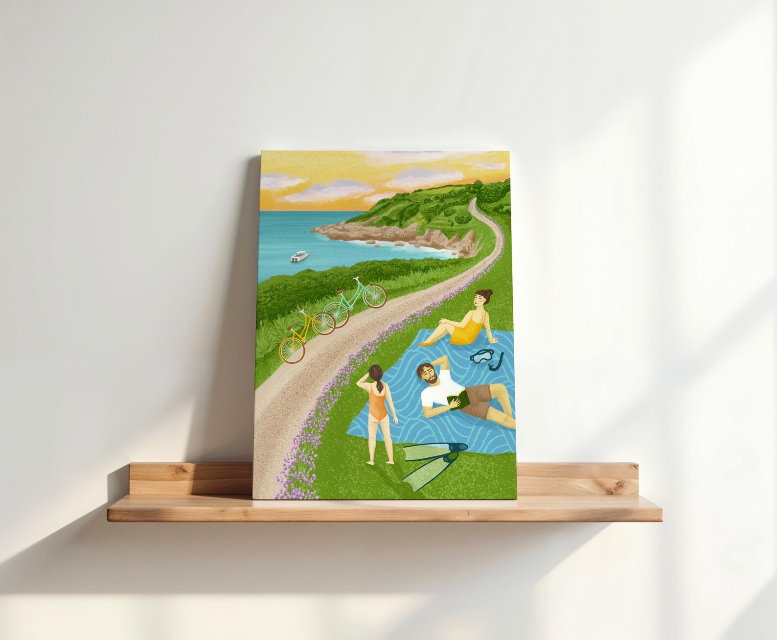 Cornish Seascape Illustrated A4 Art Print - Etsy