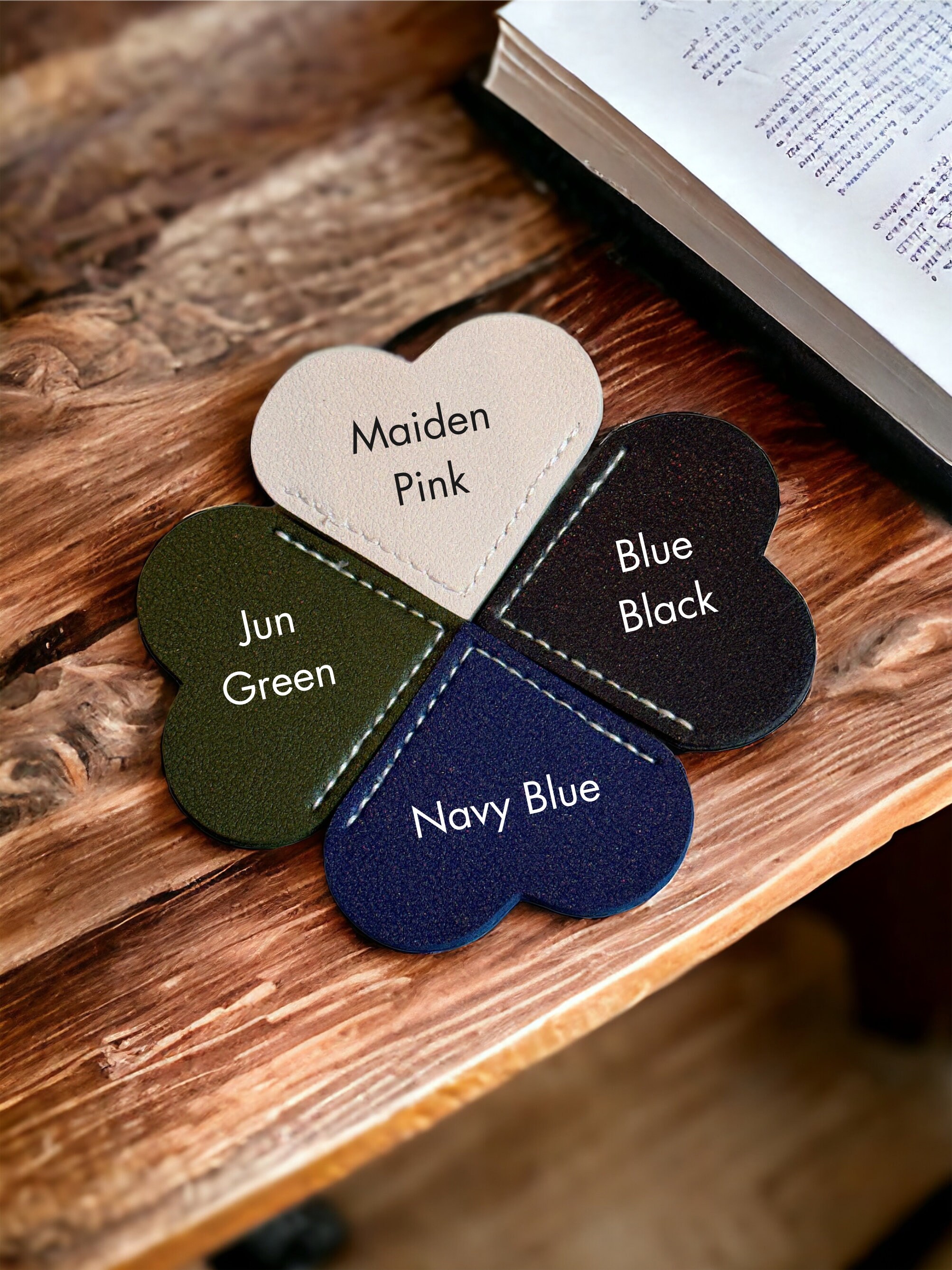 Personalized Leather Heart Bookmark Leather Bookmark Custom Leather ...