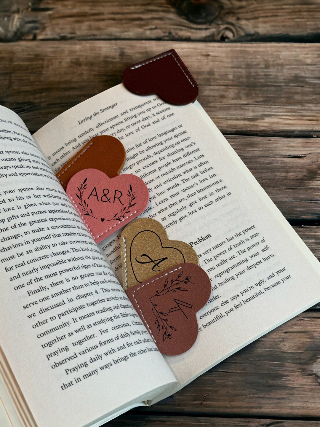 Personalized Leather Heart Bookmark Leather Bookmark Custom Leather ...