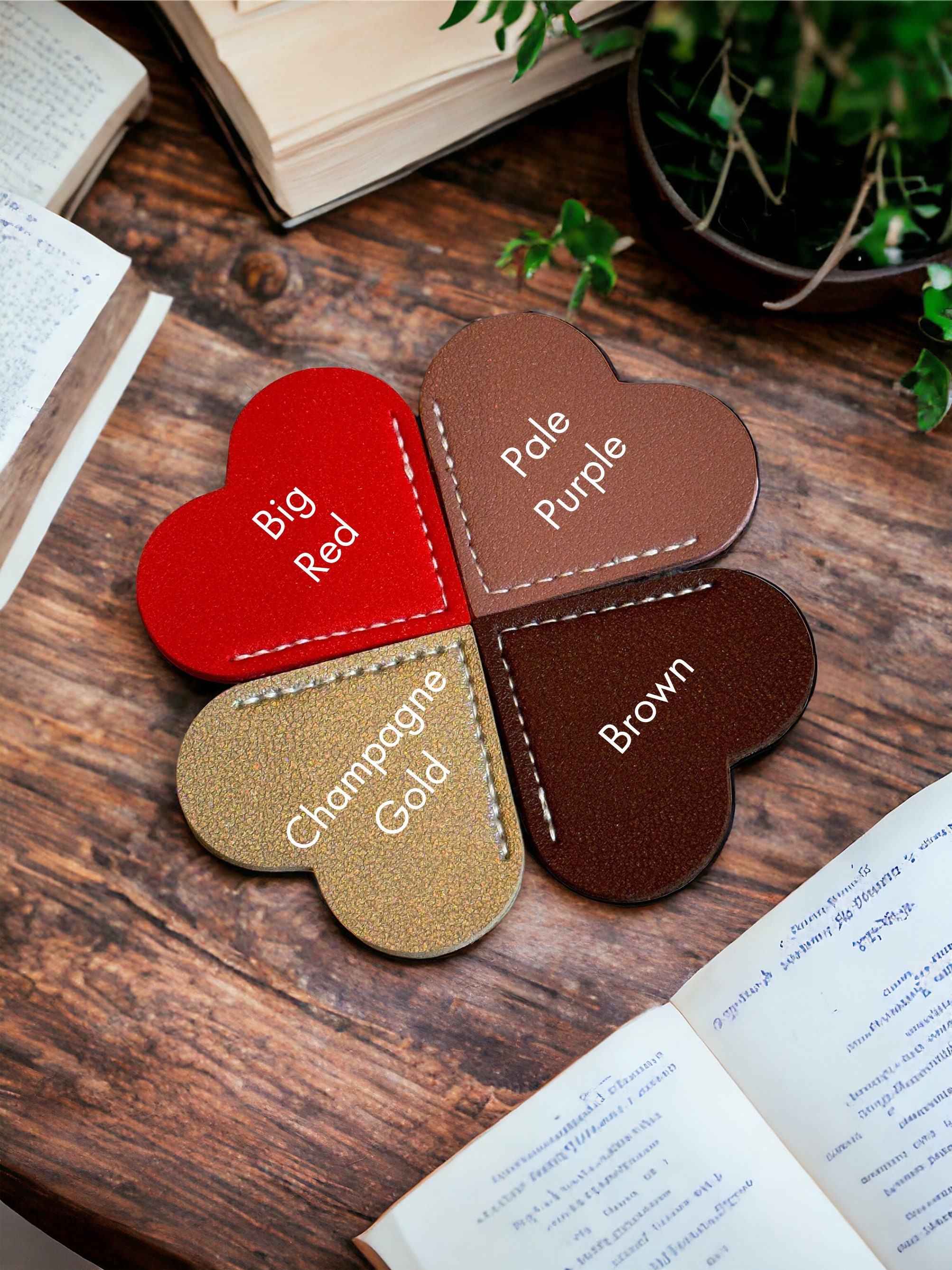 Personalized Leather Heart Bookmark Leather Bookmark Custom Leather ...
