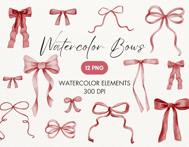 Watercolor Bows PNG Clipart Pink Ribbon Bows Clipart for Baby Shower ...