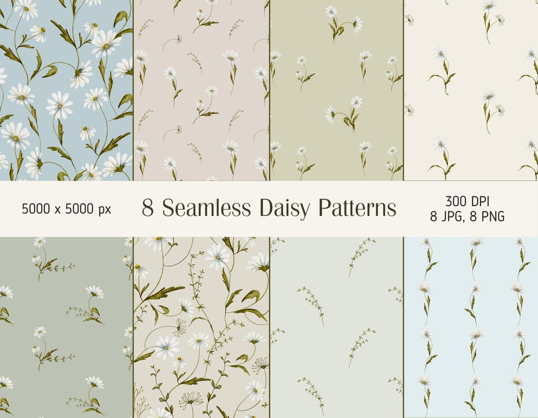 Daisy Seamless Pattern Wildflowers Nursery Wallpaper Pattern Daisies Digital Paper Floral ...