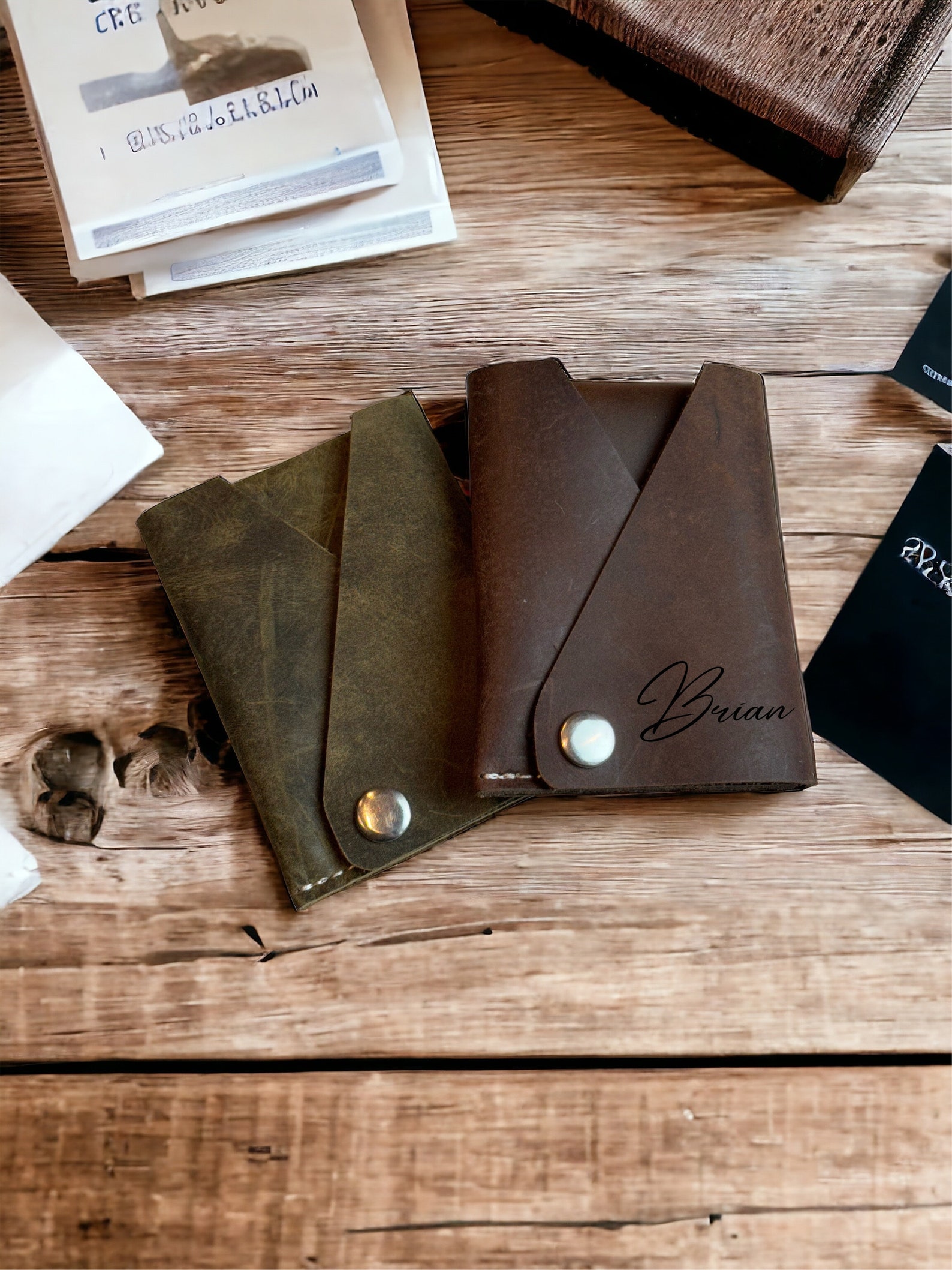 Personalized Leather Card Holder Custom Leather Business Card Holder ...