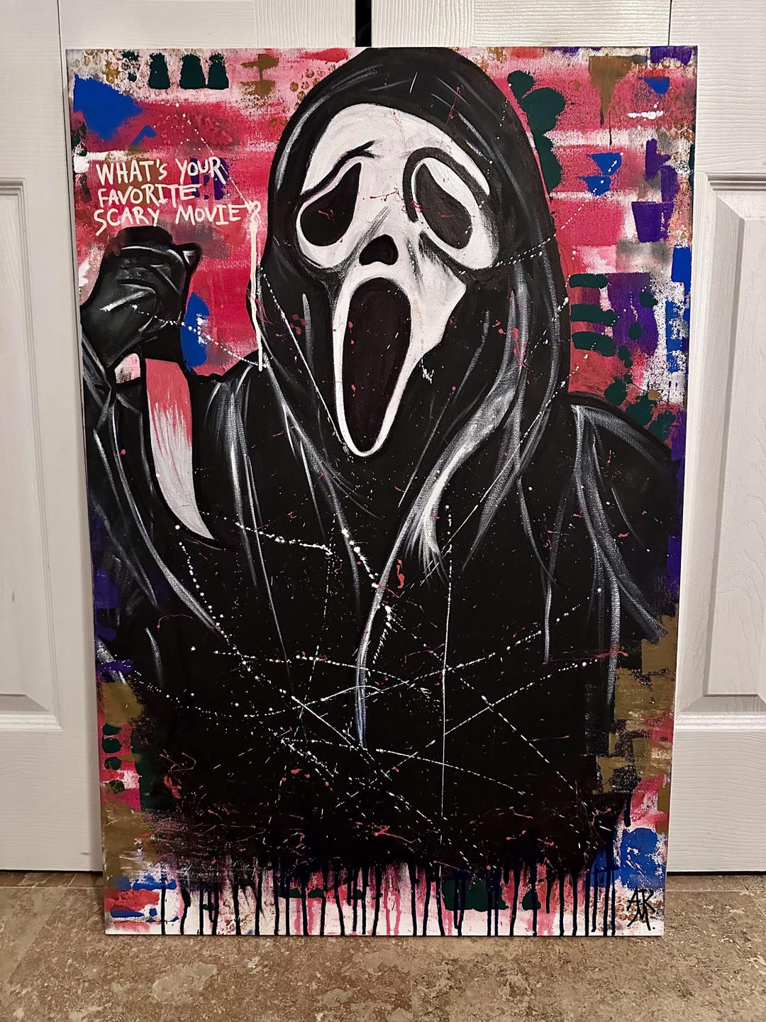 Ghostface Custom Han Painted Canvas Painting, 24x36 In, Acrylic Paint ...