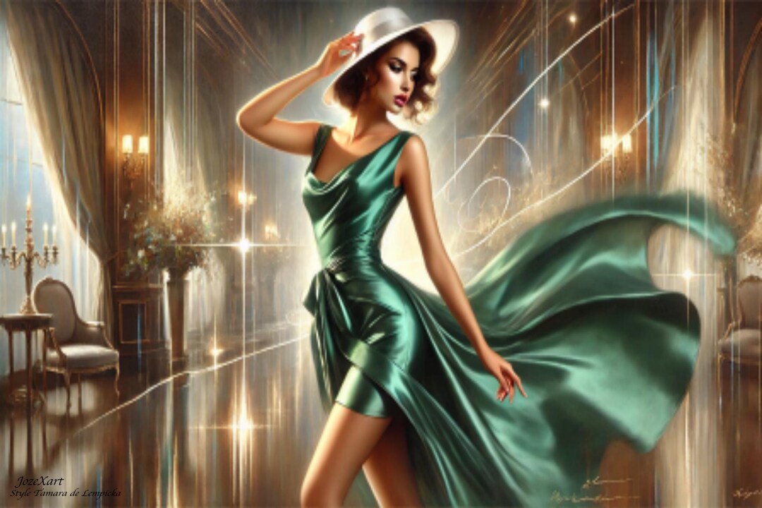 Girl in Green Revisited Original Artwork Contemporary Art Deco Style ...