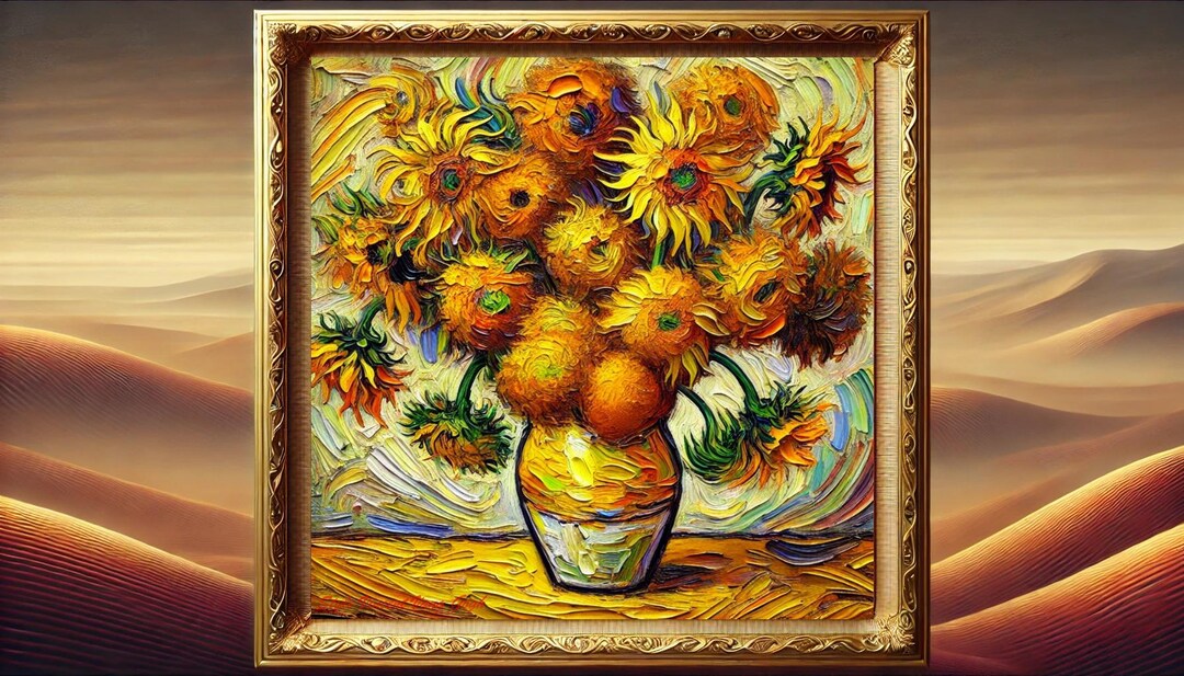 Van Gogh Sunflowers Revisited I Unique Canvas AI Syl Vester I ...