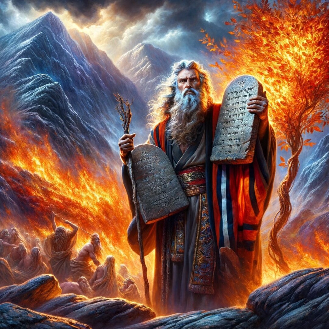 Moses and the Ten Commandments Iacreativejazz Wall Art Religious Art ...