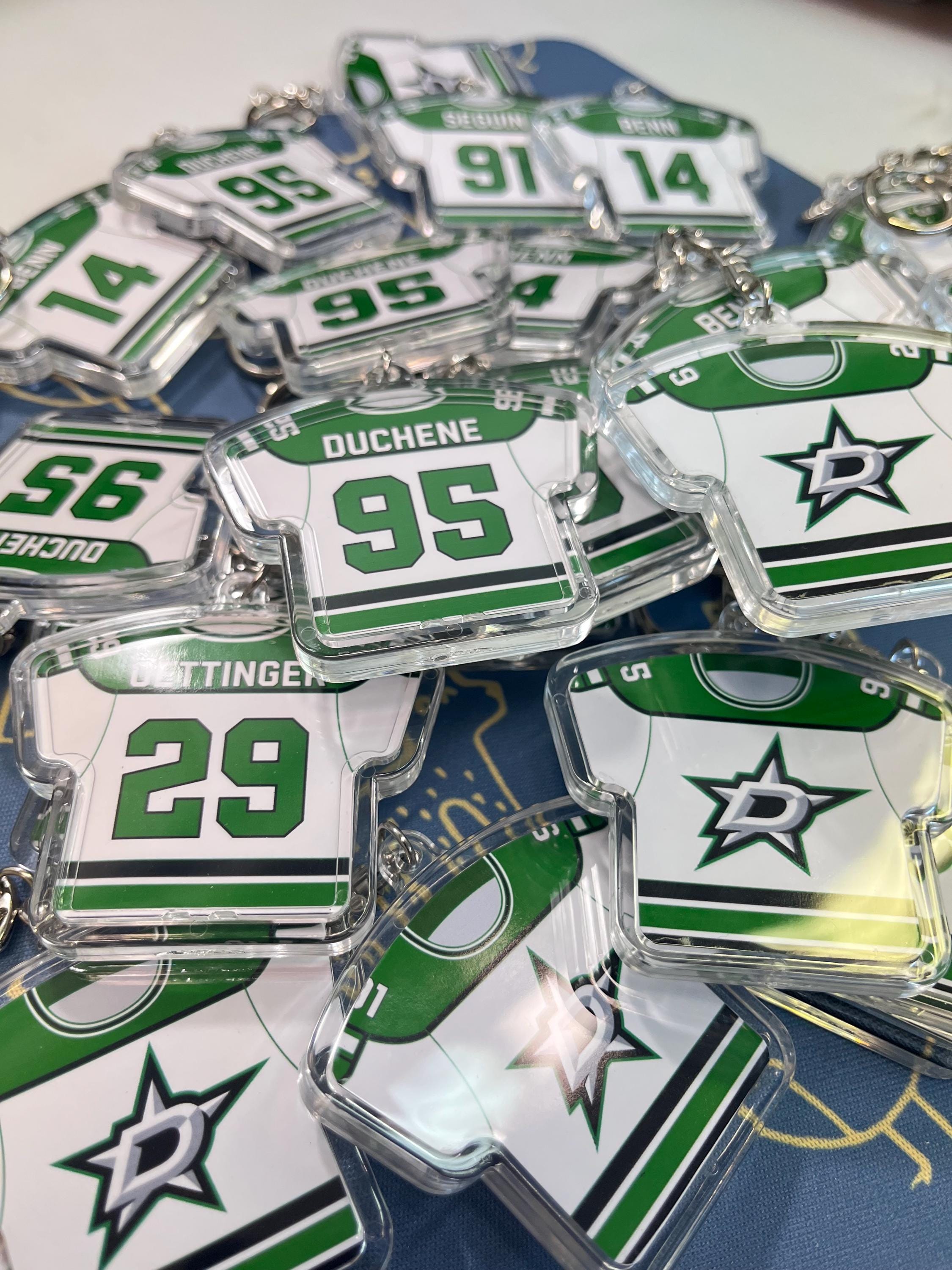 Dallas S Keychains, Customizable Star Jersey Keychain, Custom Hockey ...