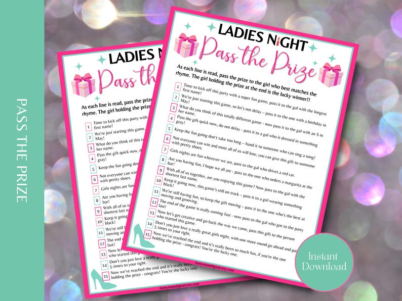 Ladies Night Pass the Prize Game, Pass the Gift Poem, Fun Girls Night ...