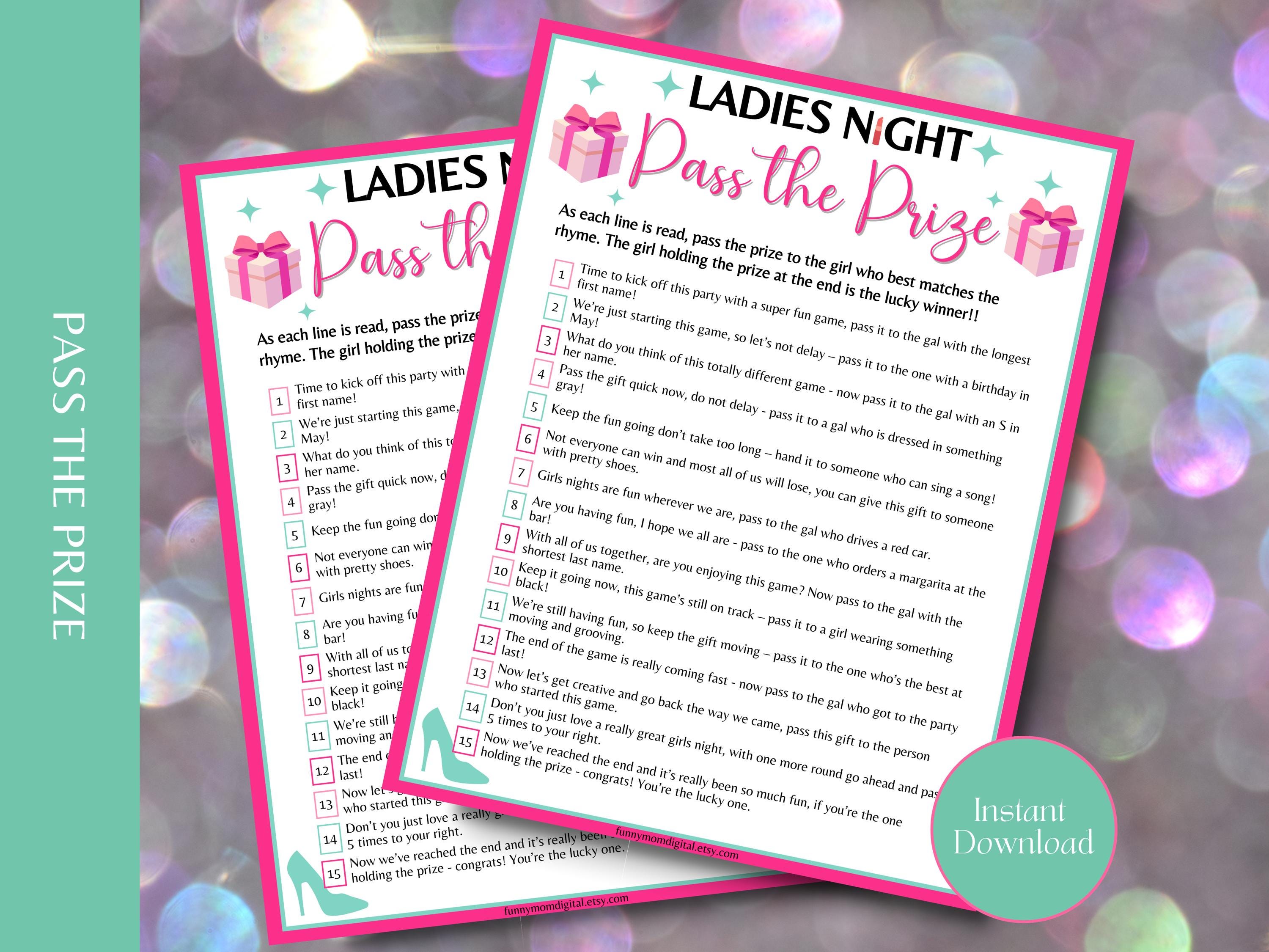Ladies Night Pass the Prize Game, Pass the Gift Poem, Fun Girls Night ...