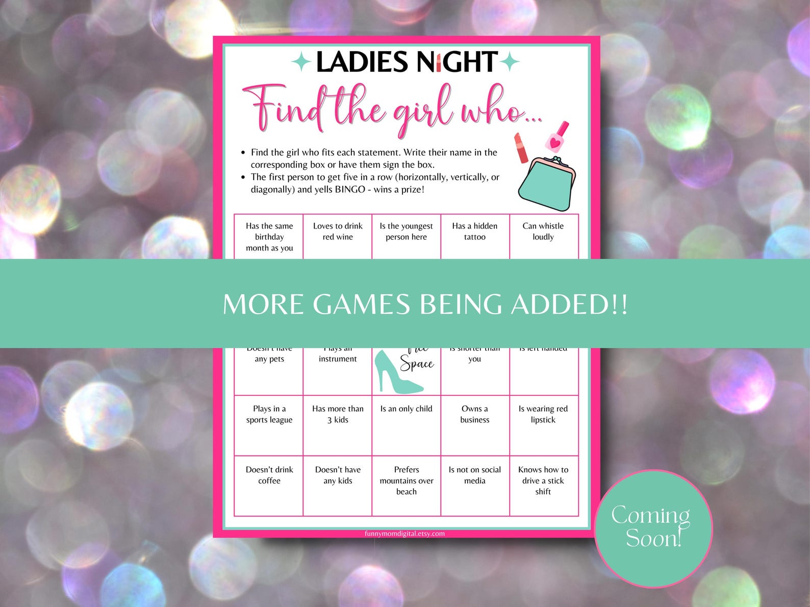 Ladies Night Bingo, Fun Girls Night Out Game, Find the Guest Bingo for ...