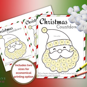 Printable Advent Calendar for Kids, Days Until Christmas Countdown ...