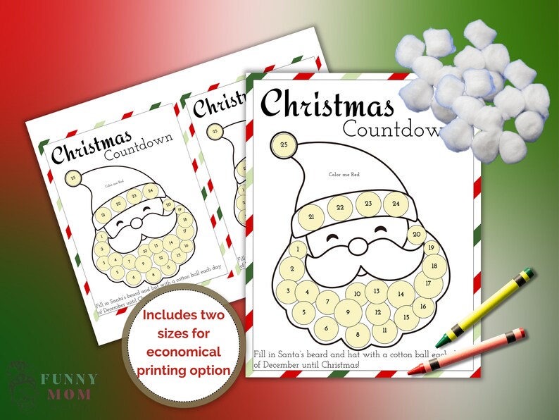 Printable Advent Calendar for Kids, Days Until Christmas Countdown ...