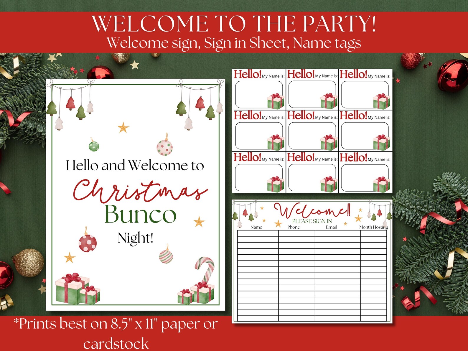 Printable Christmas Bunco Game, Bunco Scorecard for December Bunco ...