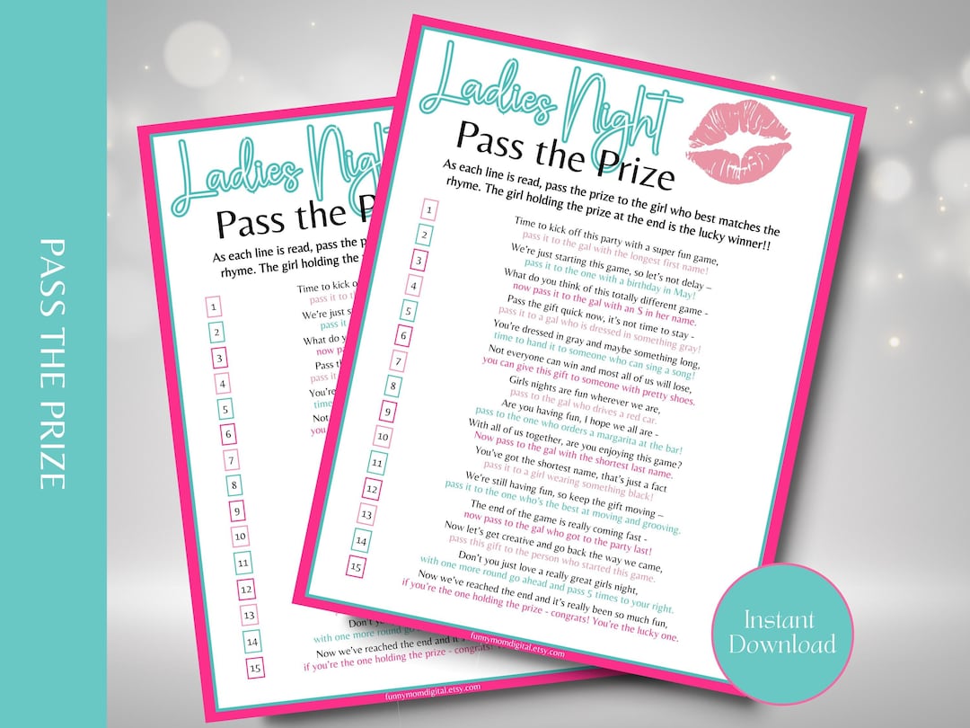 Ladies Night Pass the Prize Game, Pass the Gift Poem, Fun Girls Night ...