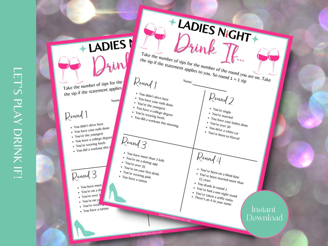 Ladies Night Drink If Game, Fun Girls Night Out Game, Adult Drinking ...