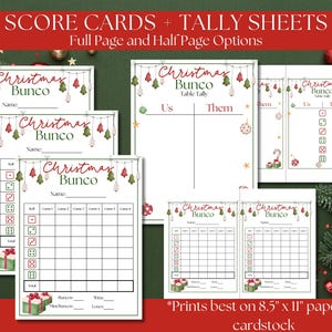 Printable Christmas Bunco Game, Bunco Scorecard for December Bunco ...