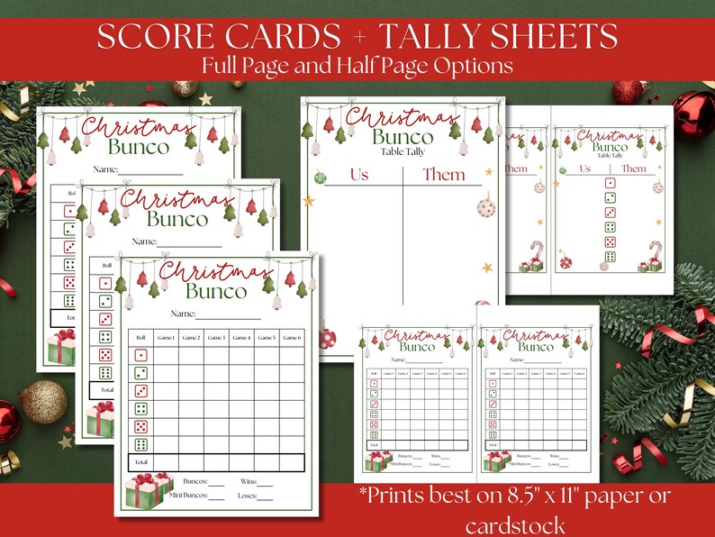 Printable Christmas Bunco Game, Bunco Scorecard for December Bunco ...