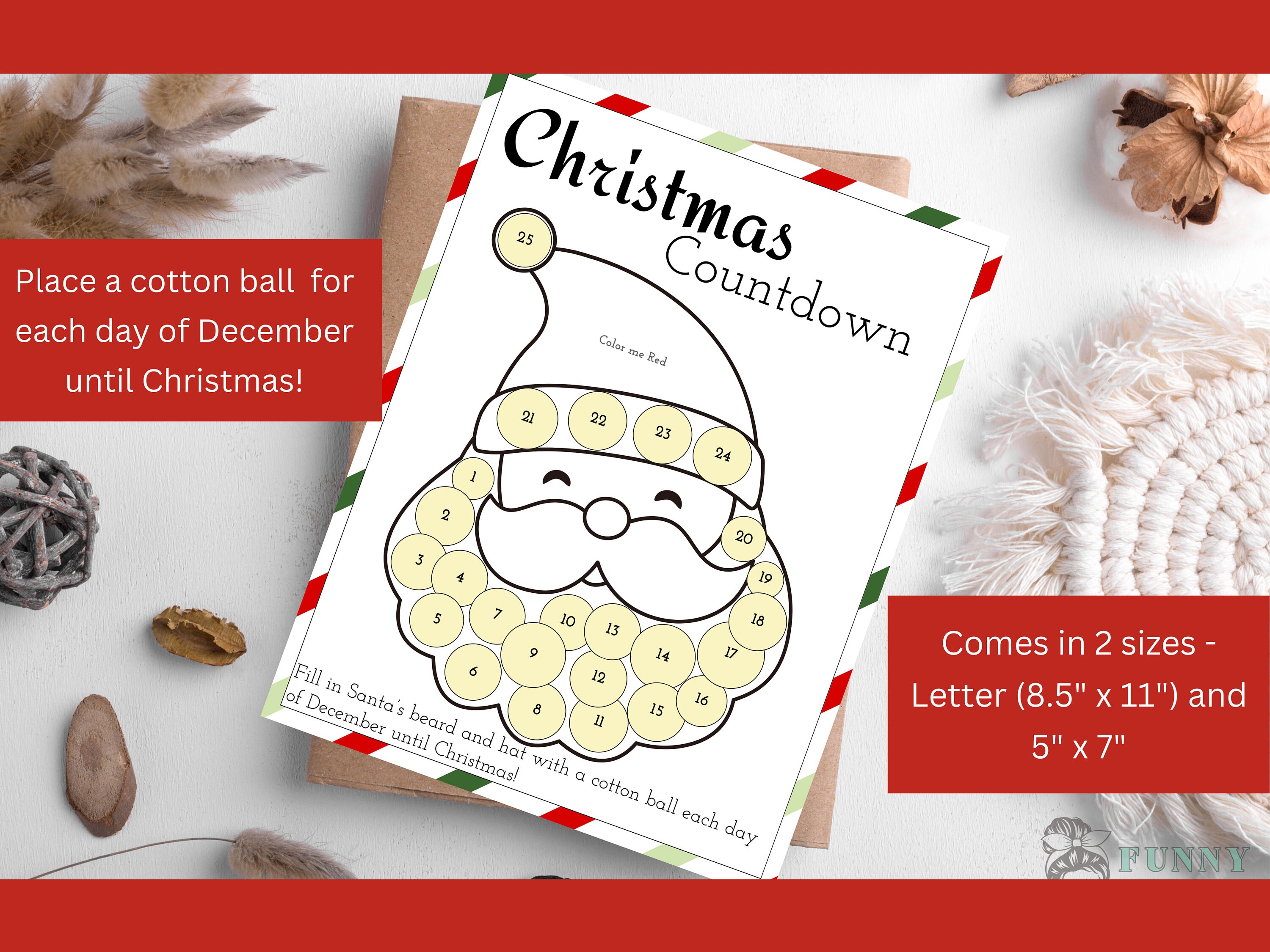 Printable Advent Calendar for Kids, Days Until Christmas Countdown ...