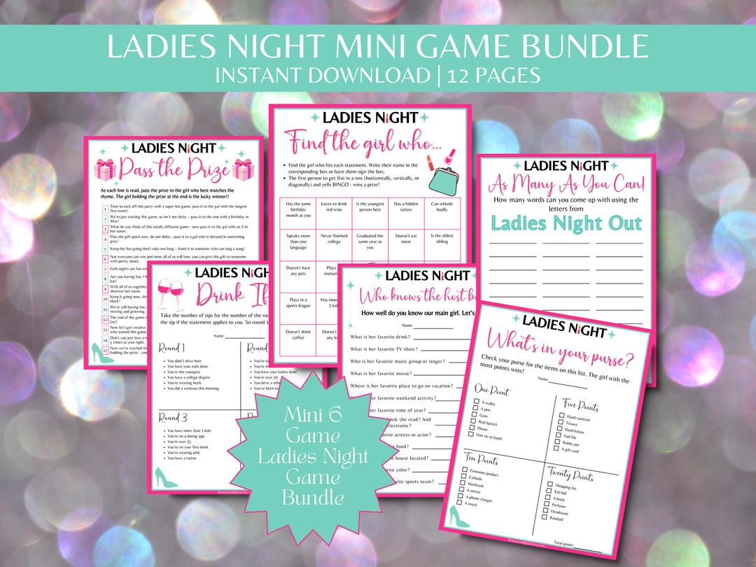Printable Ladies Night Game Bundle, Fun Girls Night Out Game ...