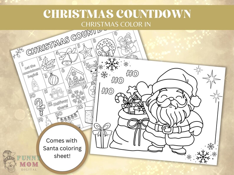 Printable Christmas Countdown for Kids, Sleeps Until Santa, Christmas ...