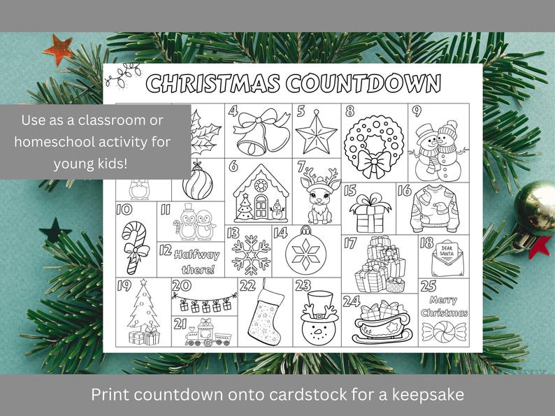 Printable Christmas Countdown for Kids, Sleeps Until Santa, Christmas ...