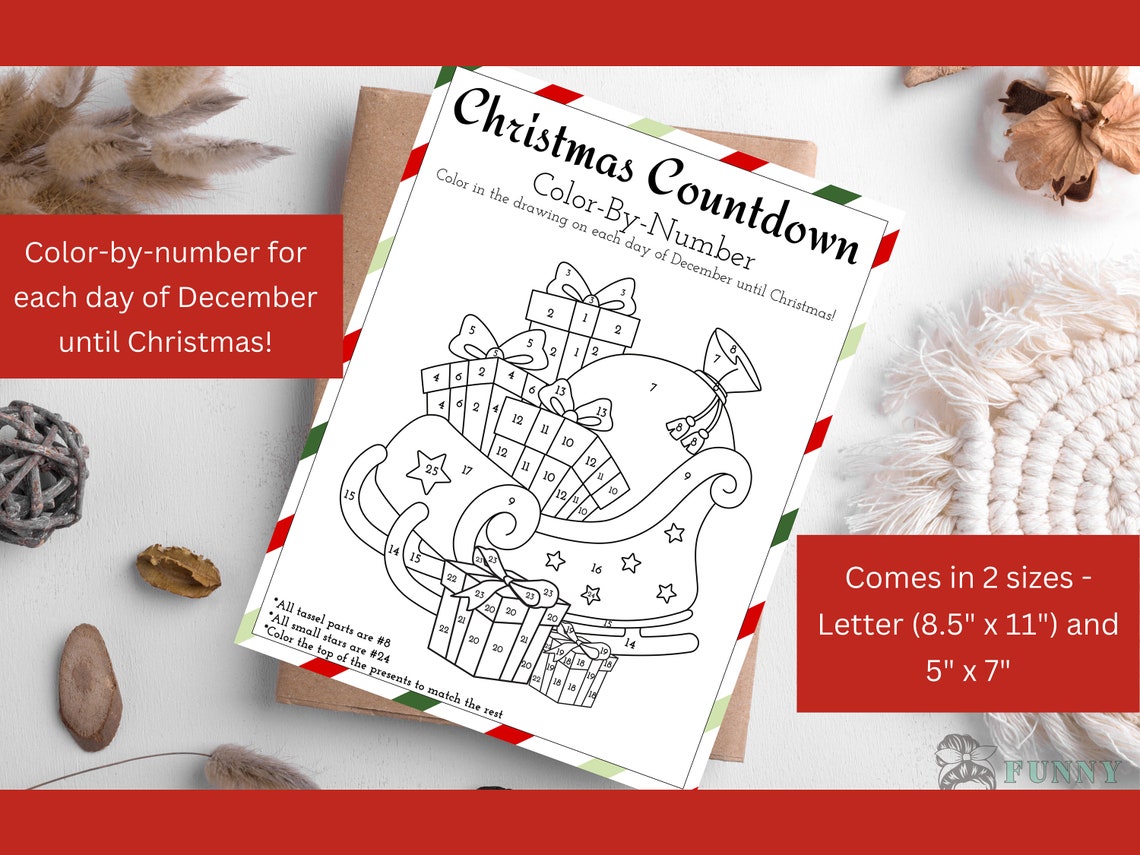 Printable Advent Calendar for Kids, Days Until Christmas Countdown ...