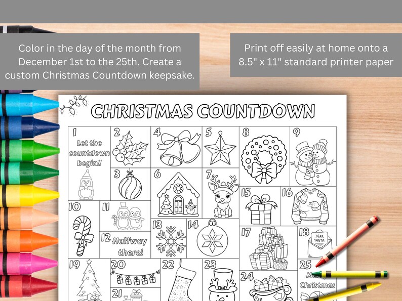 Printable Christmas Countdown for Kids, Sleeps Until Santa, Christmas ...
