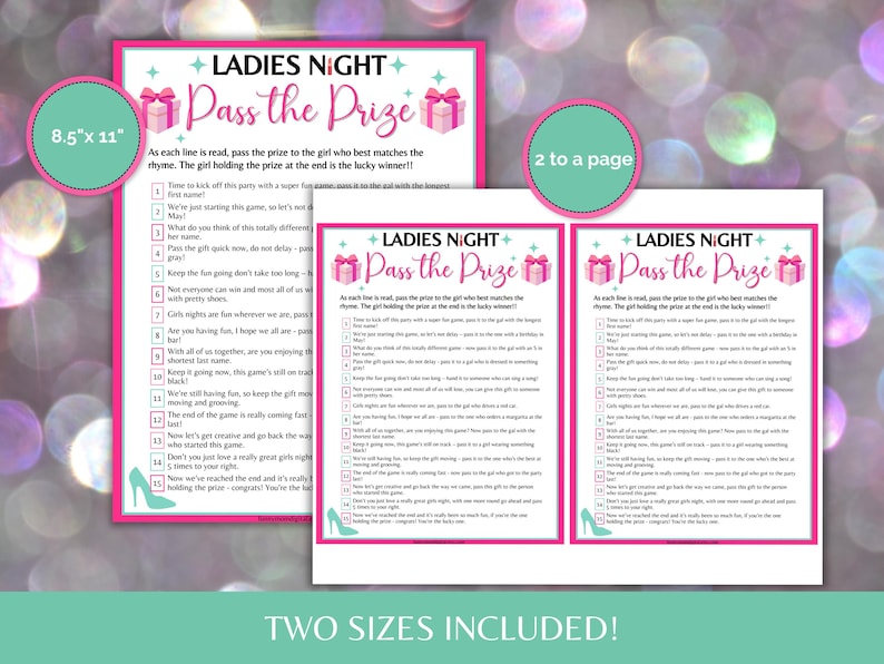 Ladies Night Pass the Prize Game, Pass the Gift Poem, Fun Girls Night ...
