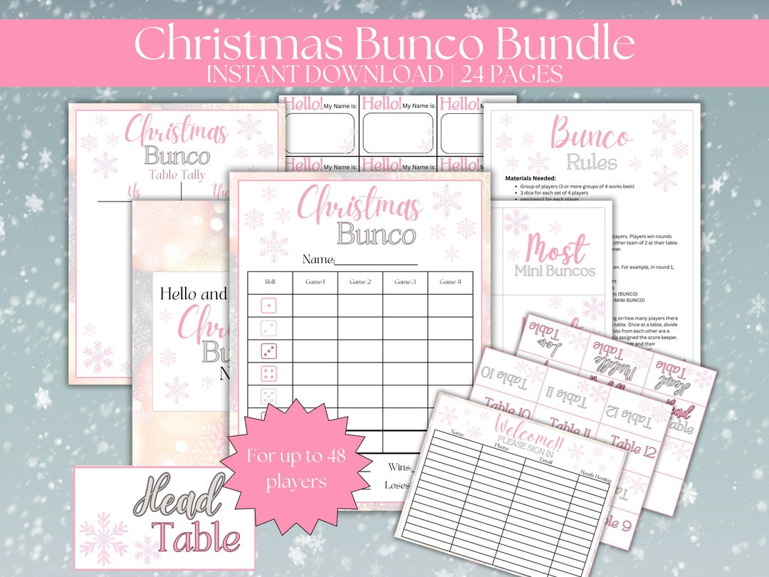 Printable Christmas Bunco Game, Bunco Scorecard for December Bunco ...