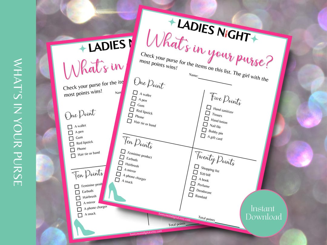 Ladies Night Games, Fun Girls Night Out Game, What's in Your Purse ...