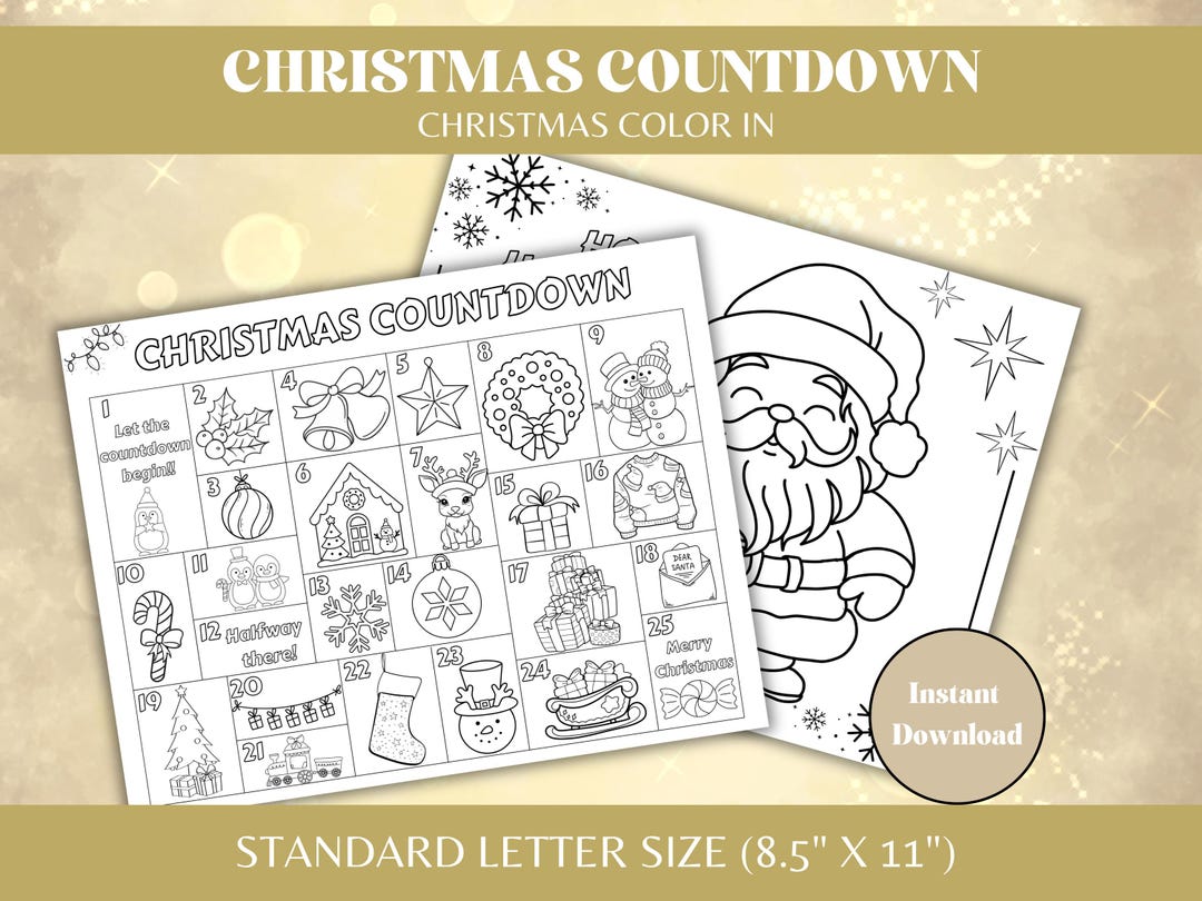 Printable Christmas Countdown for Kids, Sleeps Until Santa, Christmas ...