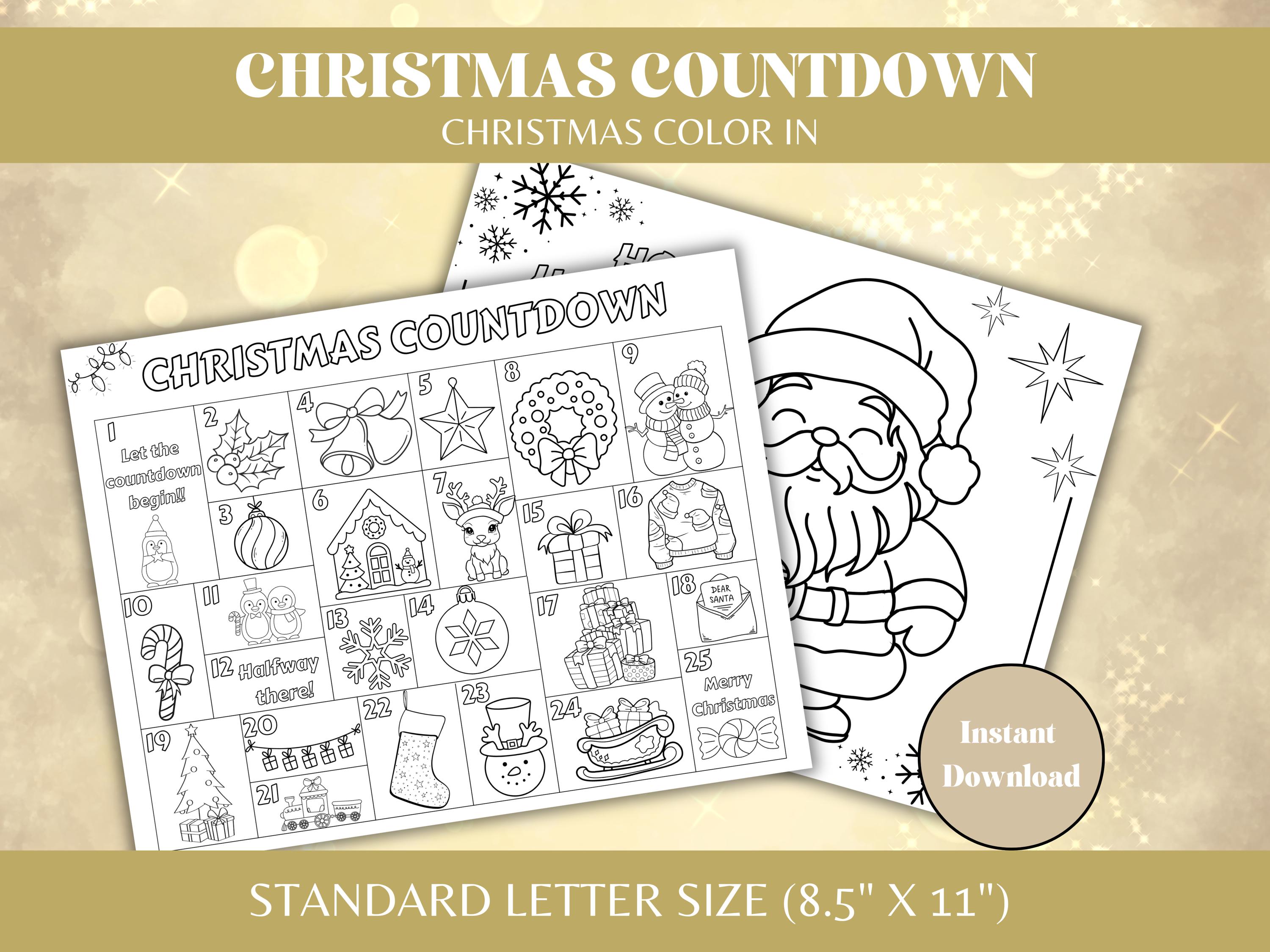 Printable Christmas Countdown for Kids, Sleeps Until Santa, Christmas ...