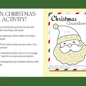 Printable Advent Calendar for Kids, Days Until Christmas Countdown ...