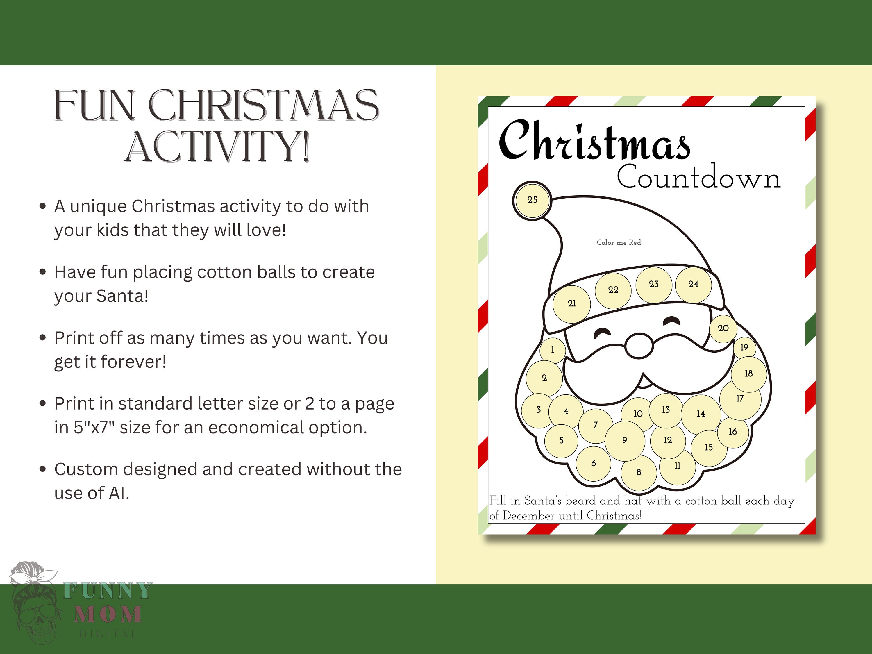 Printable Advent Calendar for Kids, Days Until Christmas Countdown ...