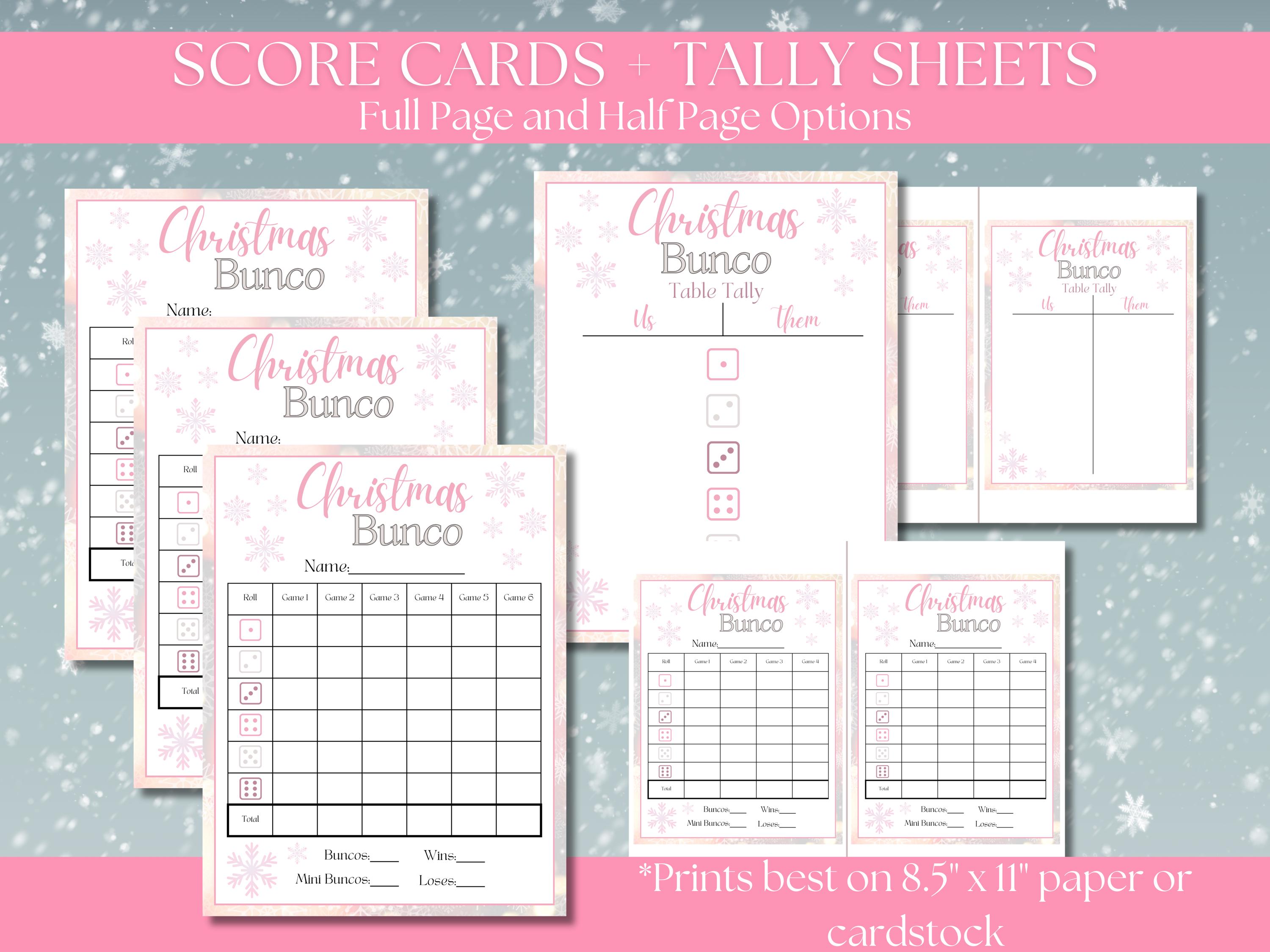 Printable Christmas Bunco Game, Bunco Scorecard for December Bunco ...