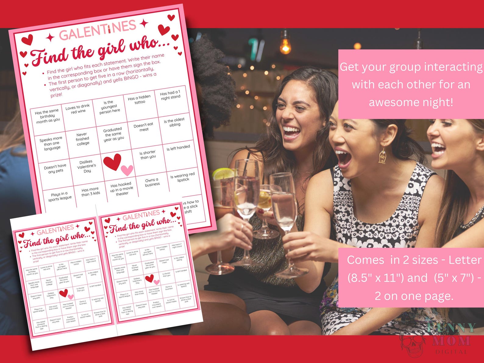 Galentines Day Games Printable Fun Girls Night Out Game, Find the Guest ...