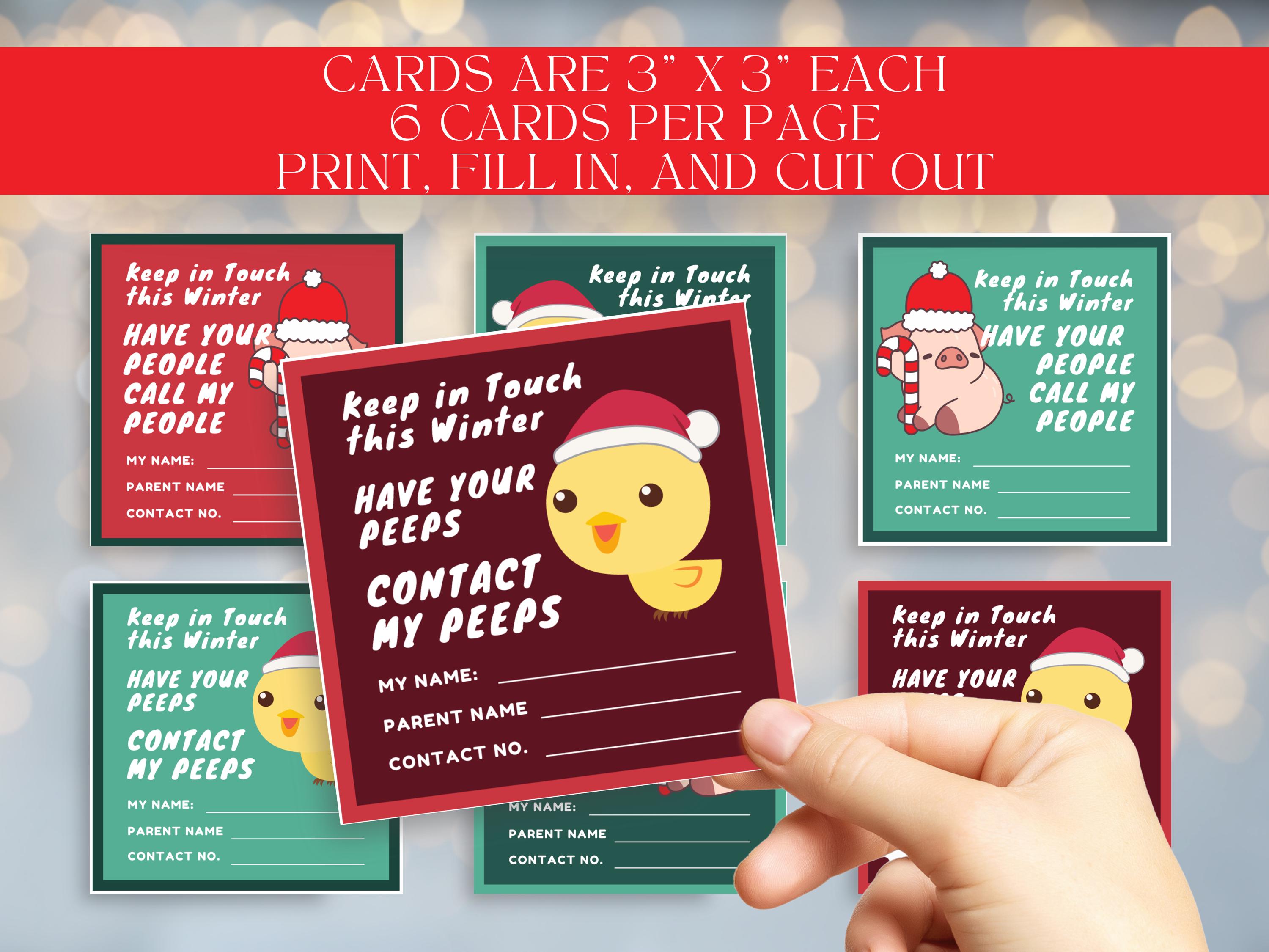 Printable Playdate Cards for Winter Break, Keep in Touch Cards ...